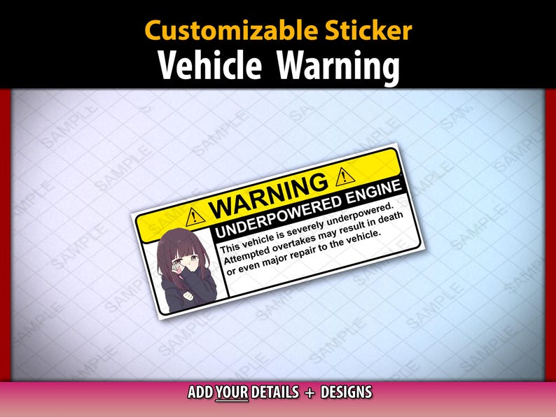 JDM Car Warning Customizable Sticker - Full Color Decal Anime Waifu ...