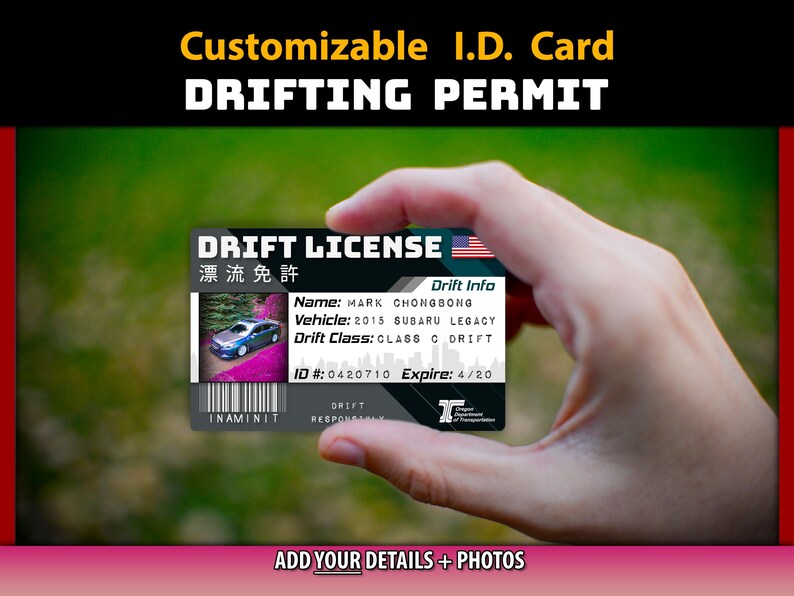 Drifting Permit Customizable ID Card - Full Color Plastic Cosplay ...