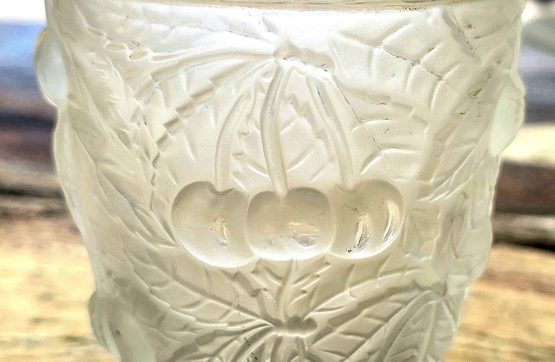 Satin Glass Vase by Josef Inwald Barolac, Cherry Relief Design, 1930's ...
