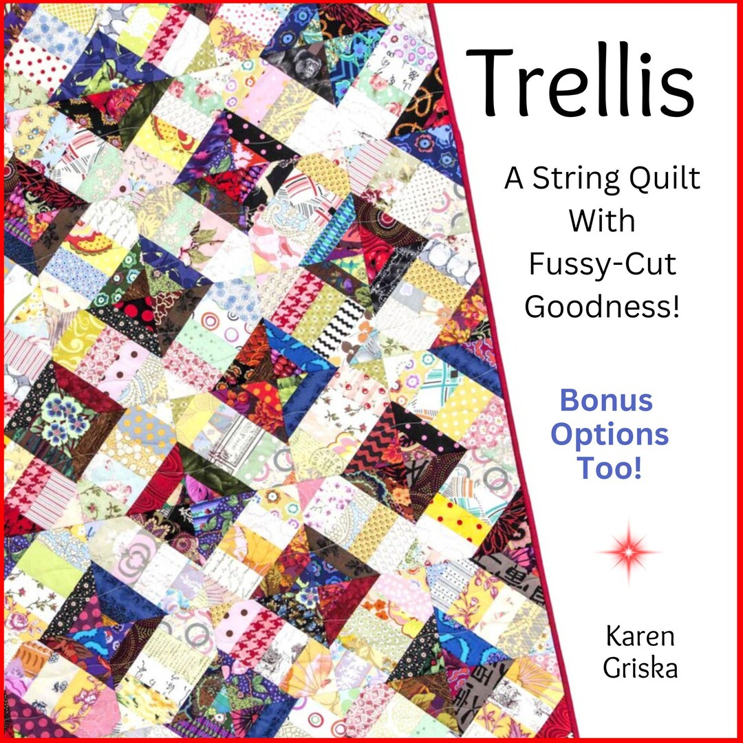 Trellis Quilt Pattern, Easy Quilt, String Quilt, Scrap Quilt, PDF Quilt Pattern, 44" X 44," Qtm ...