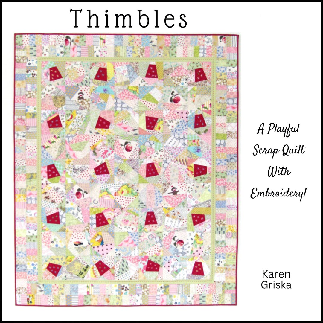 Thimbles Scrap Quilt Pattern: Modern Retro Embroidery (PDF Pattern) - Etsy