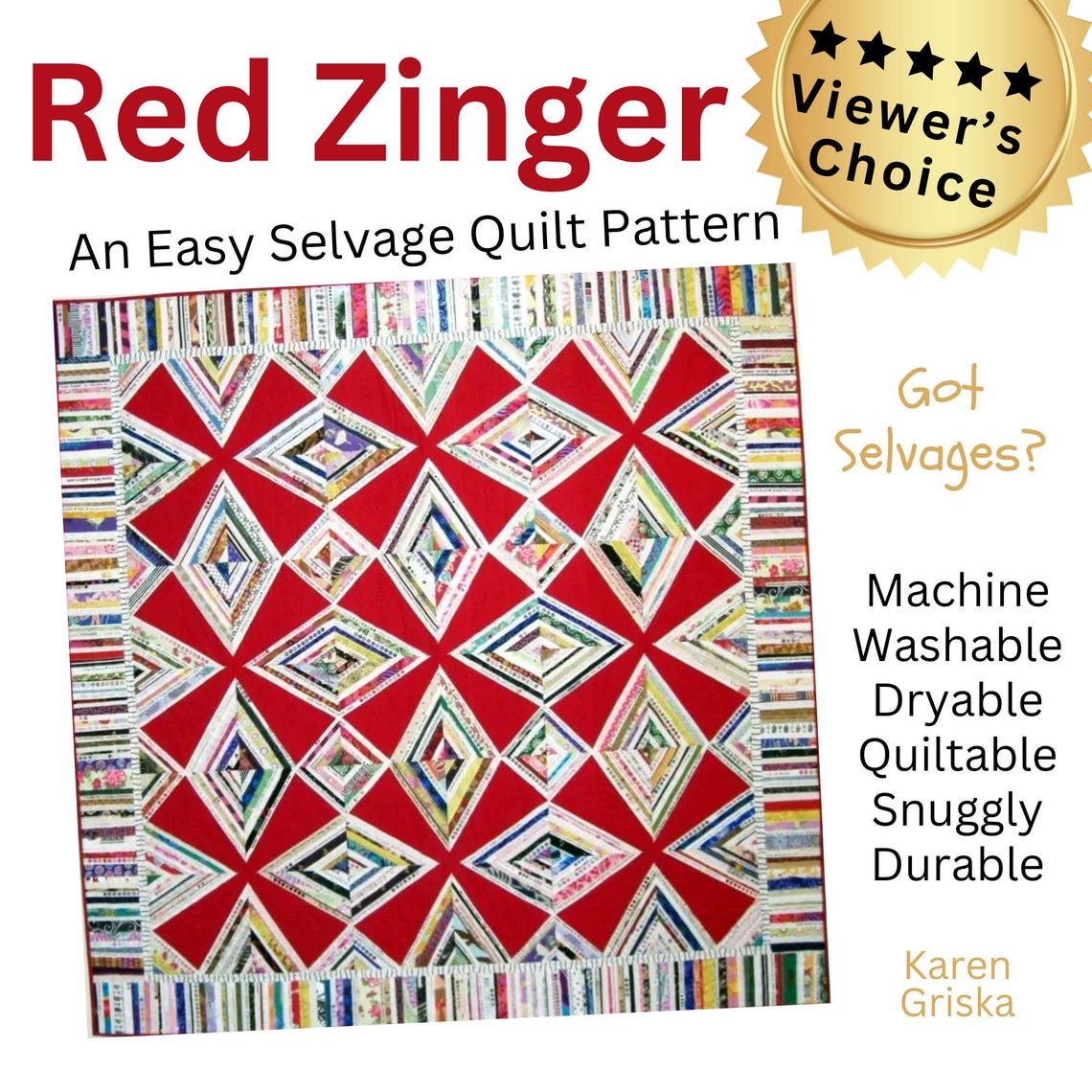 Red Zinger Selvage Quilt Pattern: Easy Upcycle Design (PDF Pattern) - Etsy