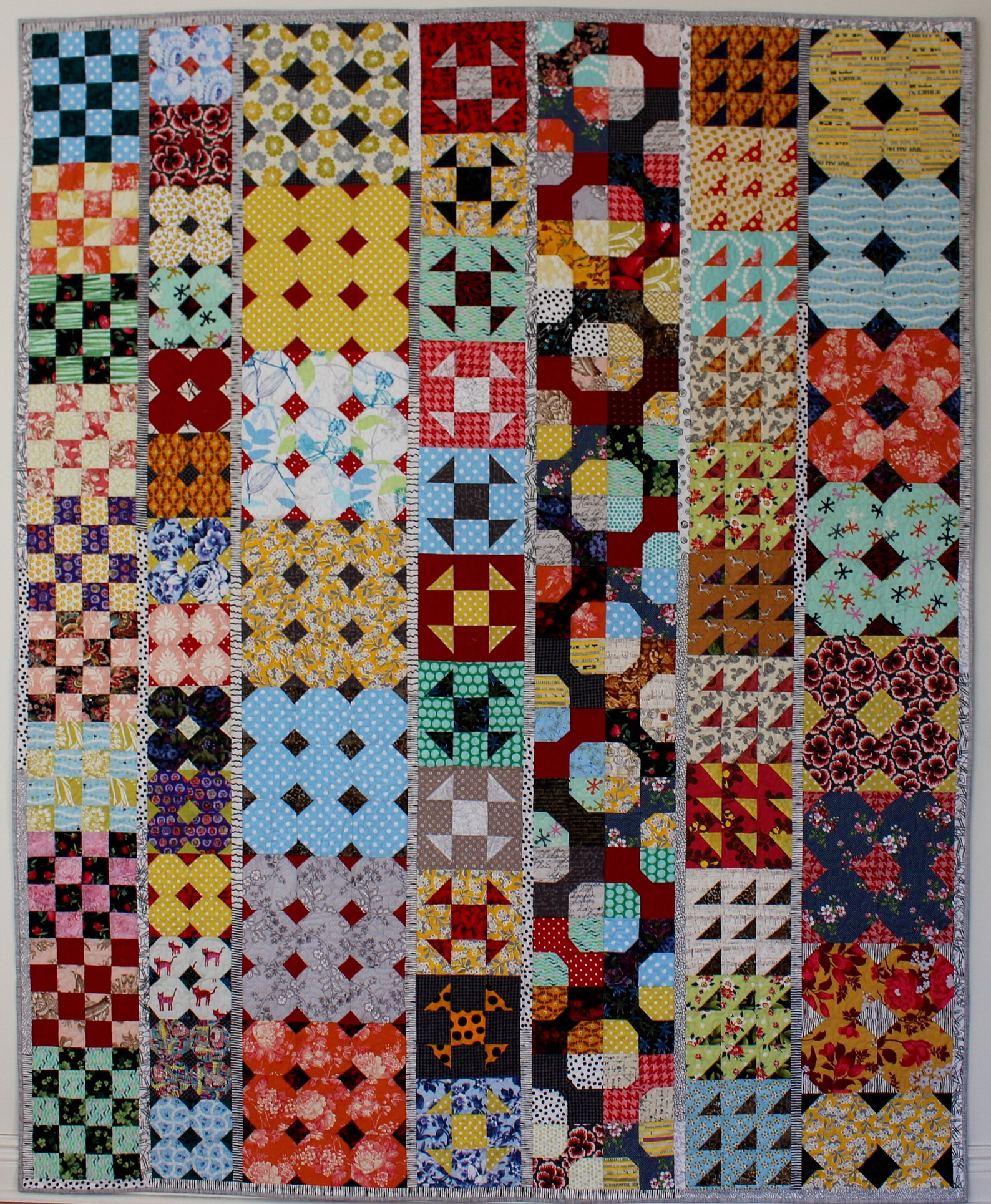 Column Sampler Quilt Pattern, Easy Scrap Quilt Pattern, Extra-long Twin ...