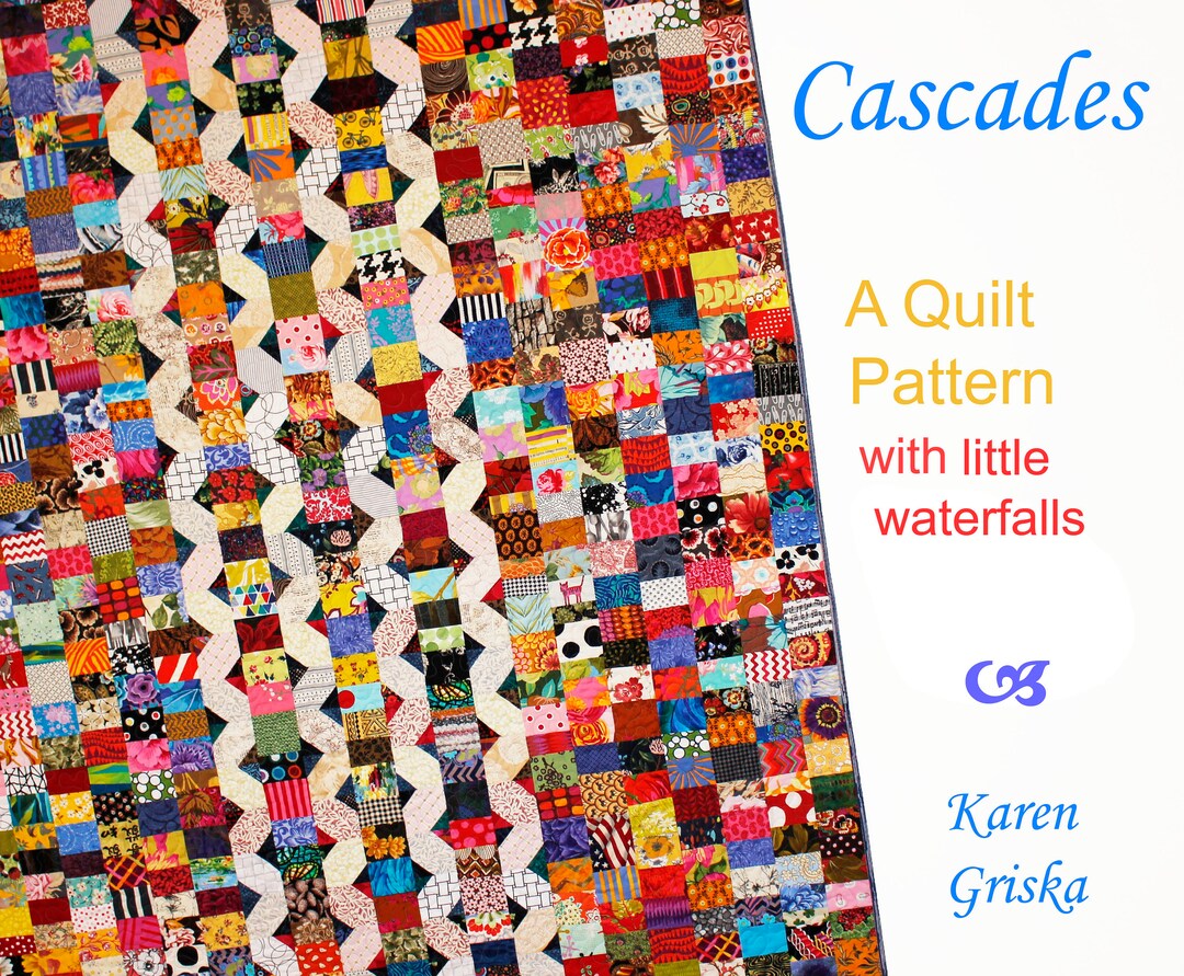 Cascades Scrap Quilt Pattern, Patchwork Quilt Pattern, Twin Size Quilt, Easy Quilt Pattern ...