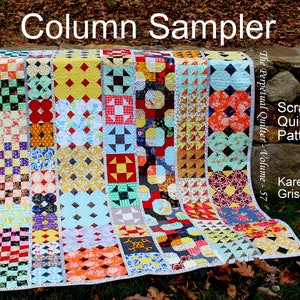 Column Sampler Quilt Pattern: Easy Scrap, Extra-long Twin (instant ...