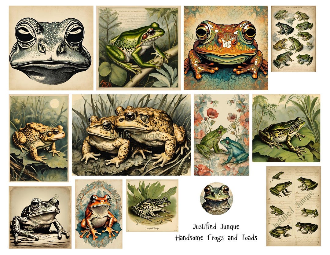 Handsome Frogs & Toads Digital Ephemera Pack, Journal Cards, Tags ...
