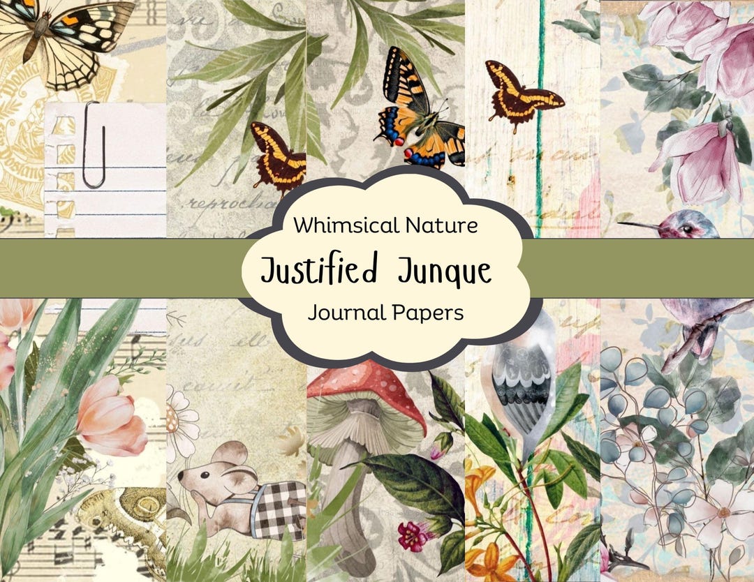 Whimsical Nature Journal Kit: Collage Papers & Tags (digital Download ...