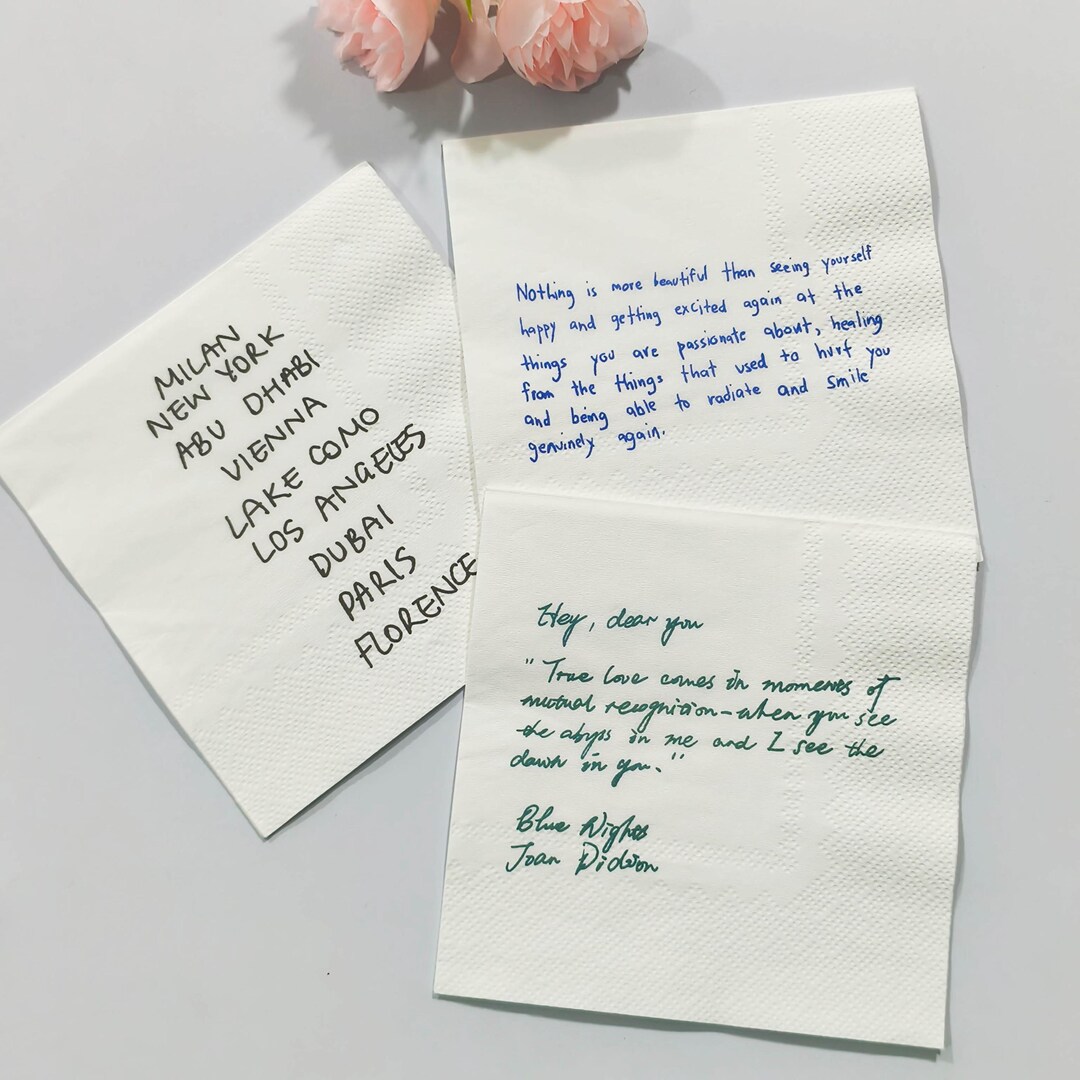 Custom Love Note Handwriting, Personalized Handwritten Note Napkins ...
