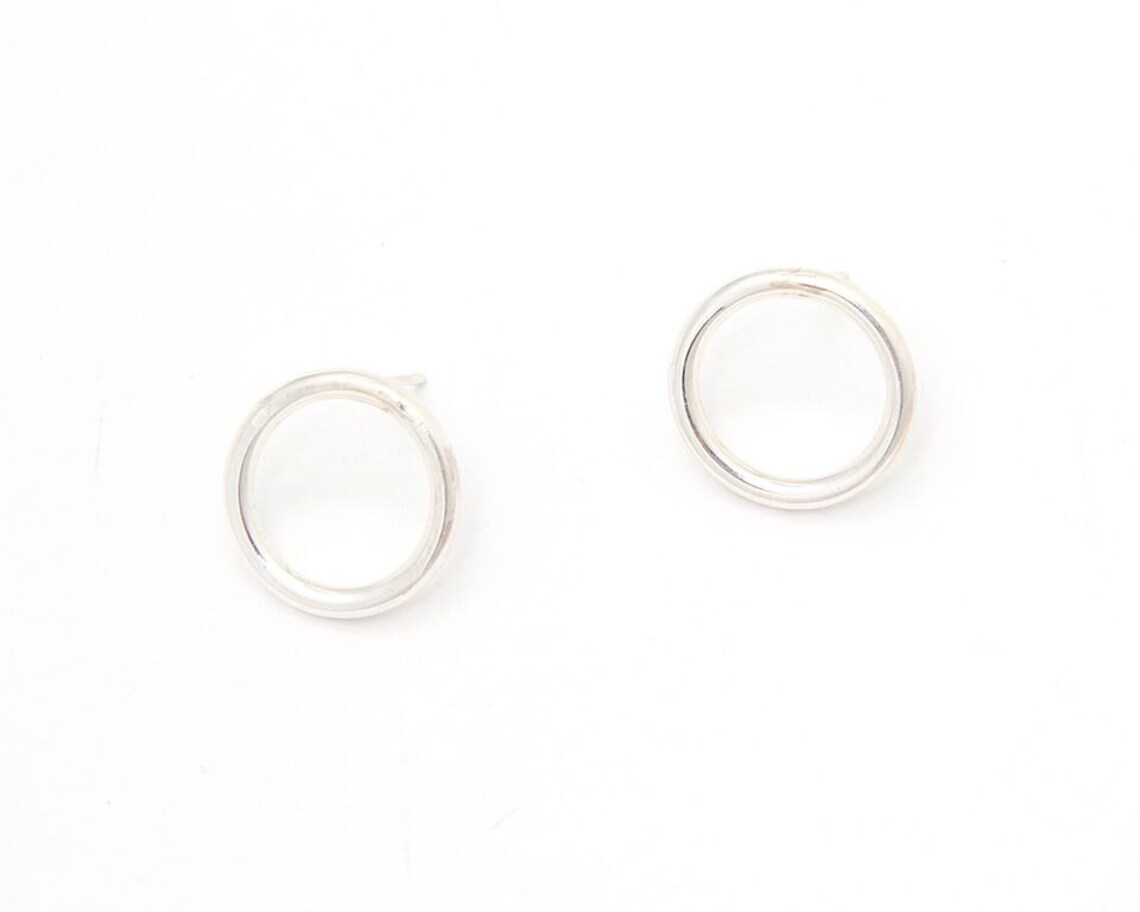 Sterling Silver Circle Hoops, Silver Hoop Studs, Silver Circle Studs ...