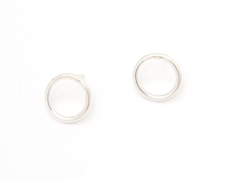 Sterling Silver Circle Hoops, Silver Hoop Studs, Silver Circle Studs ...