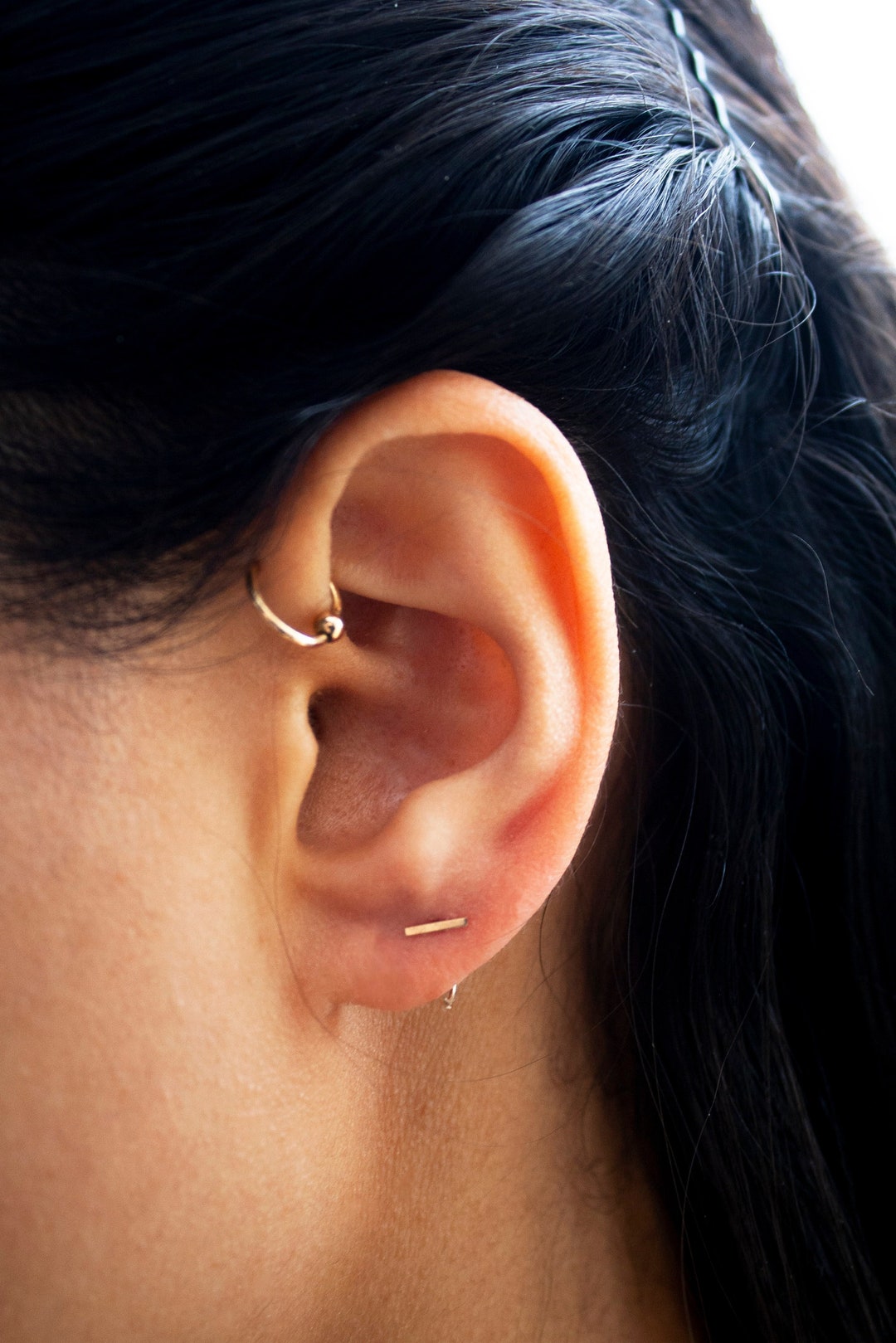 14 Karat Solid Gold Ear Cuff – Minimalist Bar Earring - Etsy