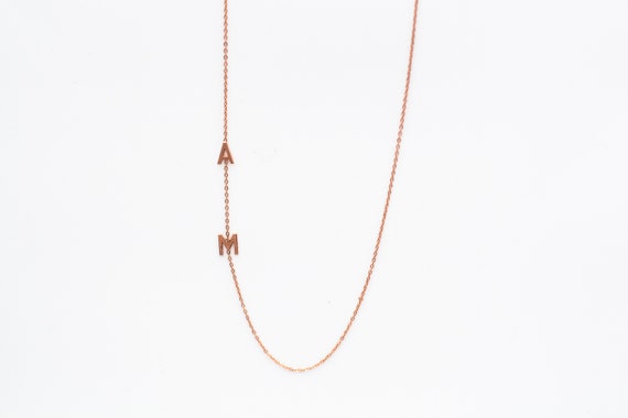 Solid 14 Karat Rose Gold Initial Necklace 14 Karat Rose Gold | Etsy