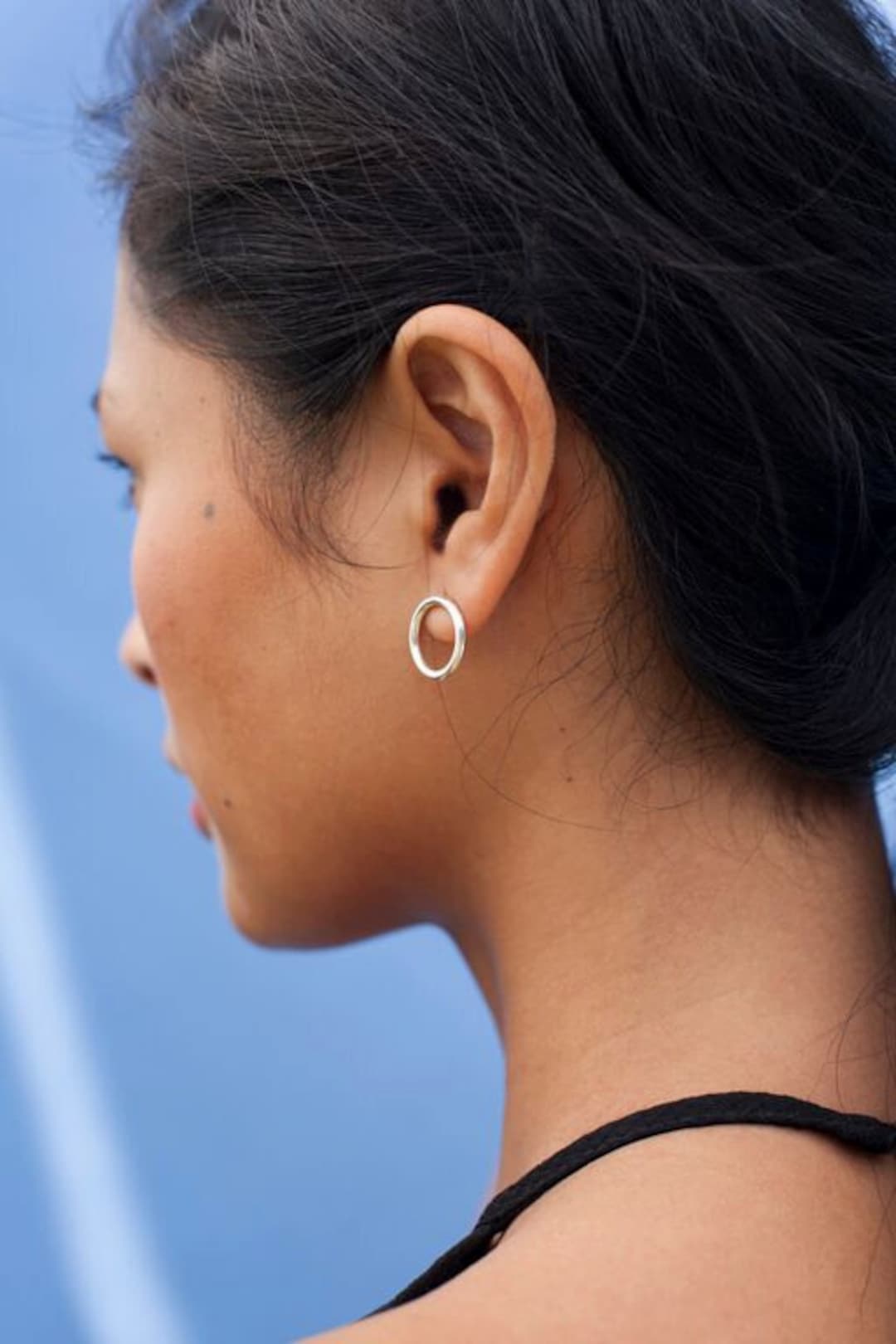 Sterling Silver Circle Hoops, Silver Hoop Studs, Silver Circle Studs ...