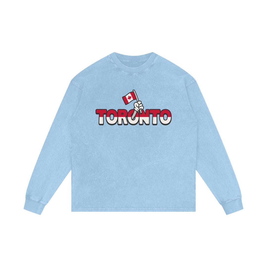 Toronto TTC Streetcar Acid Wash Oversize Long Sleeve Graphic T-shirt ...