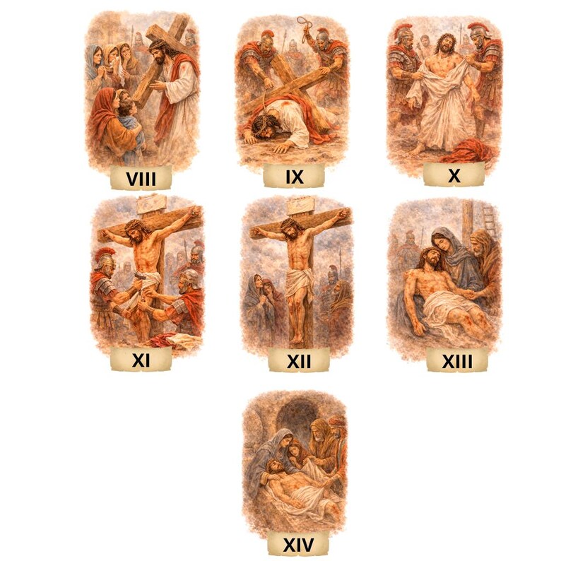 Stations of the Cross Set – 14 Watercolor Christian PNG Clipart ...