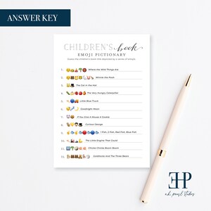 Children's Book Title Emoji Pictionary Baby Shower Party Game Printable ...