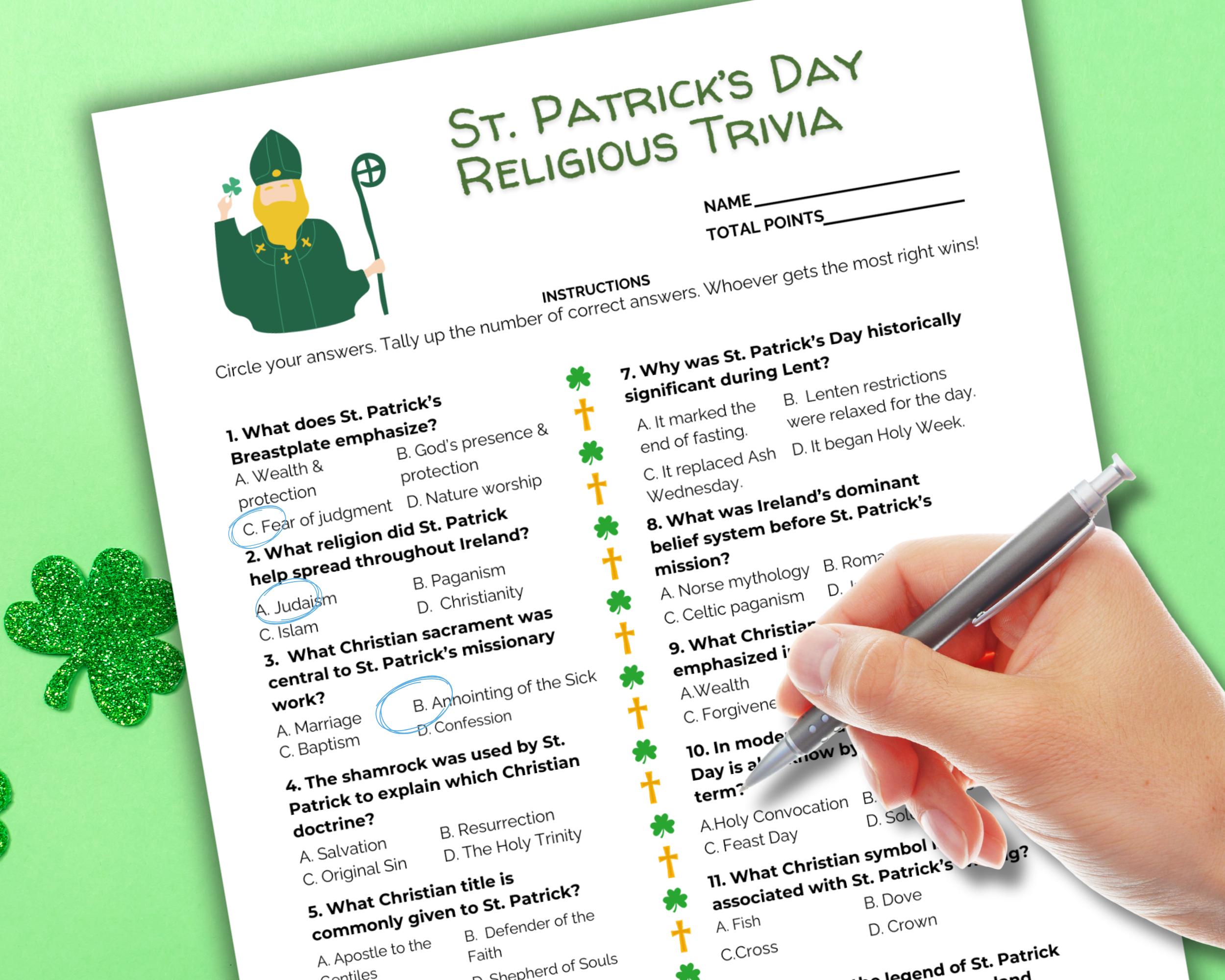 St Patrick's Christian Trivia Game, St Patrick's Day Church Game for ...