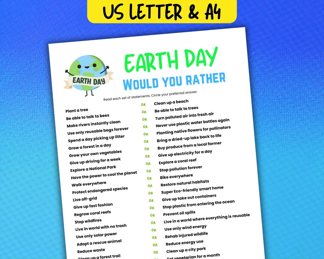 Earth Day Would You Rather Game, Earth Day This or That, Ice Breaker ...