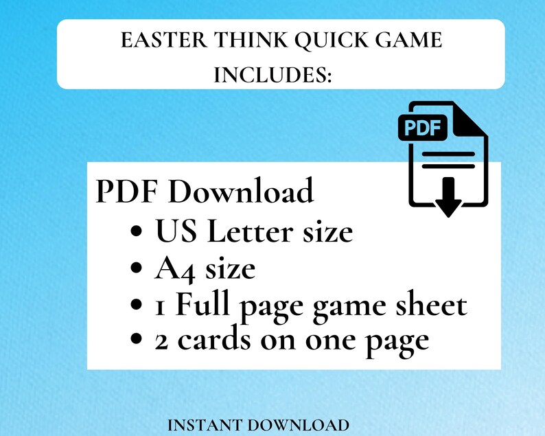 Easter Think Quick Game Printable, Easter Ice Breaker Conversation ...