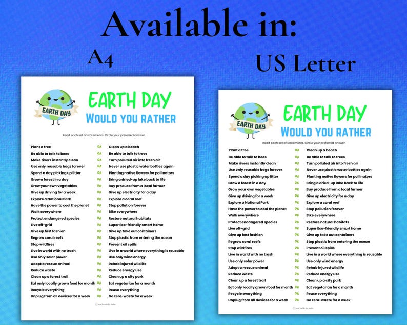 Earth Day Would You Rather Game, Earth Day This or That, Ice Breaker ...
