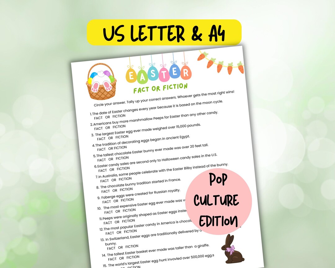Easter Fact or Fiction Trivia Game, Easter Party Classroom Activity ...