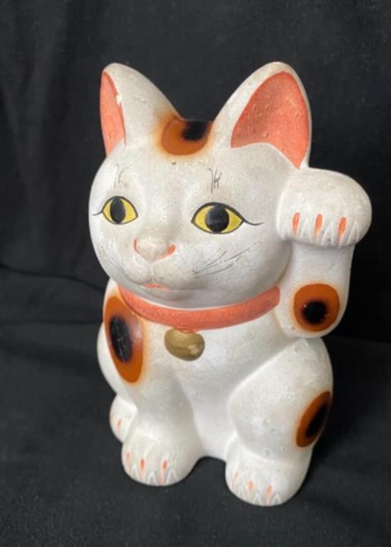 Antique Japanese Maneki Neko Lucky Cat Figurine Statue - Approx. 6 ...
