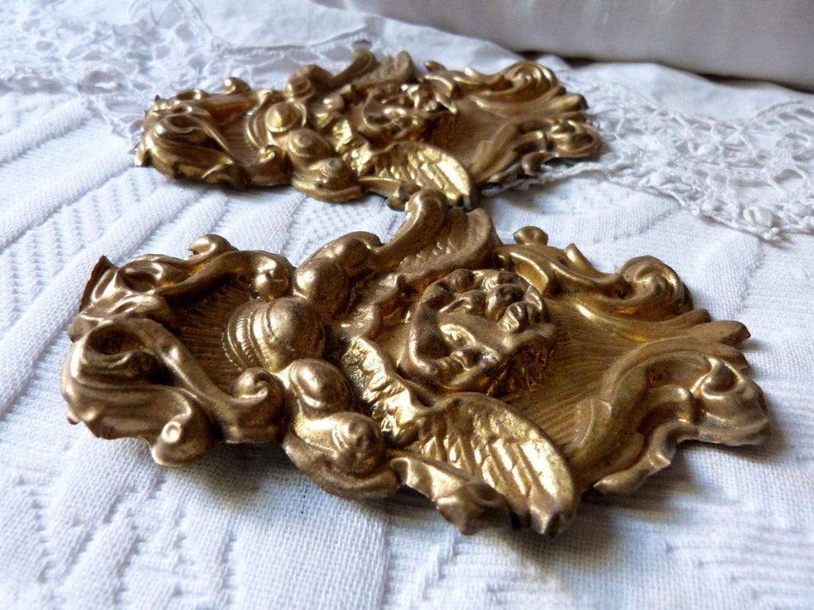 Antique Gilded Ormolu Angel Cherub Putti Hook Covers Wall - Etsy