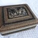 Antique French Fabric Covered Box W Signed Print on Silk W Gold ...