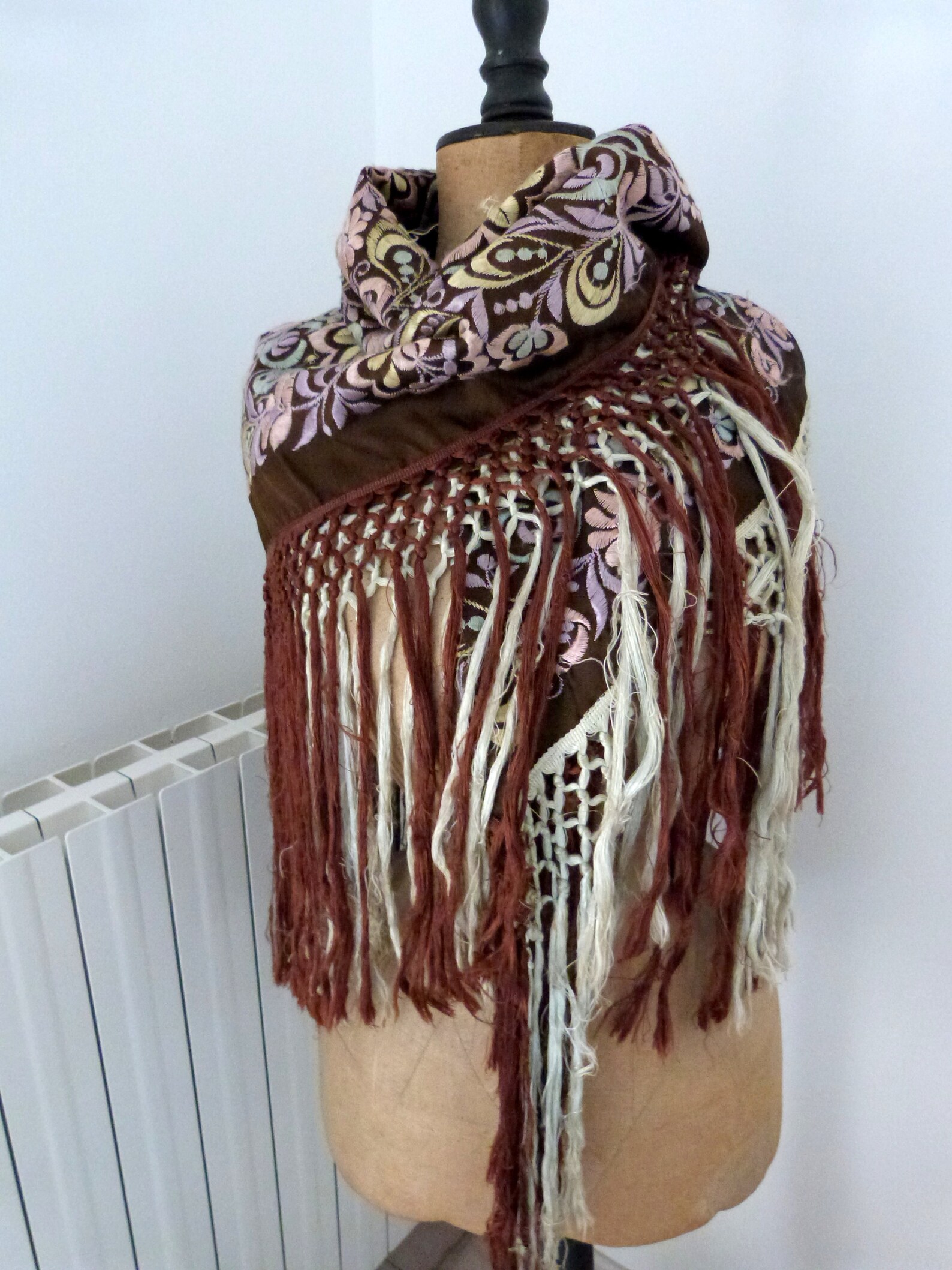 Antique French Embroidered Floral Satin Piano Shawl Piano - Etsy