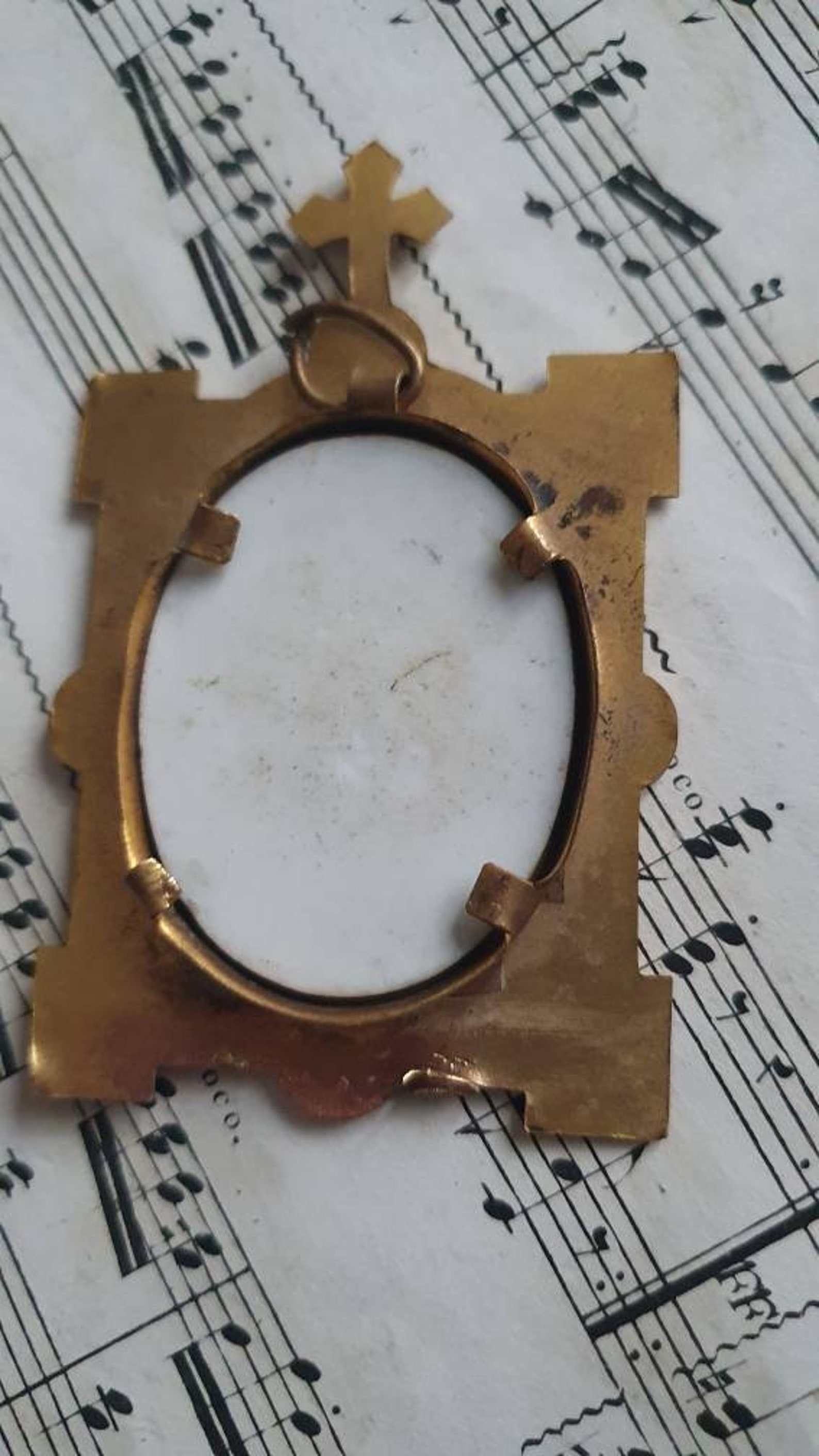 Antique French Religious Gilded Frame W Hand Painted Porcelain ...