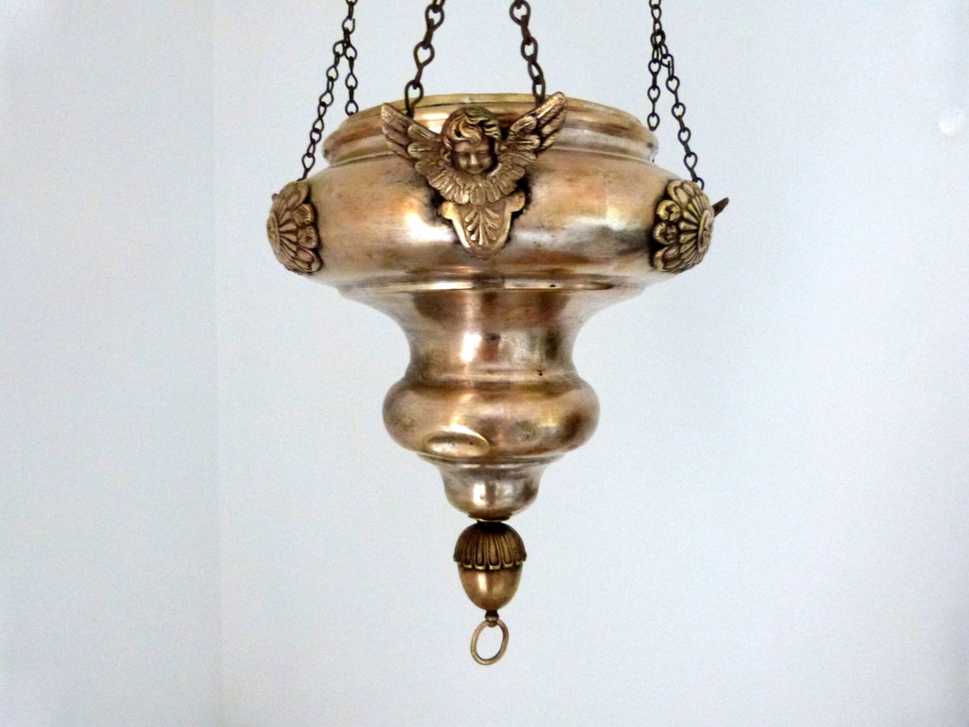 Antique French Thurible Church Icon Lamp Incense Burner LARGE Religious ...