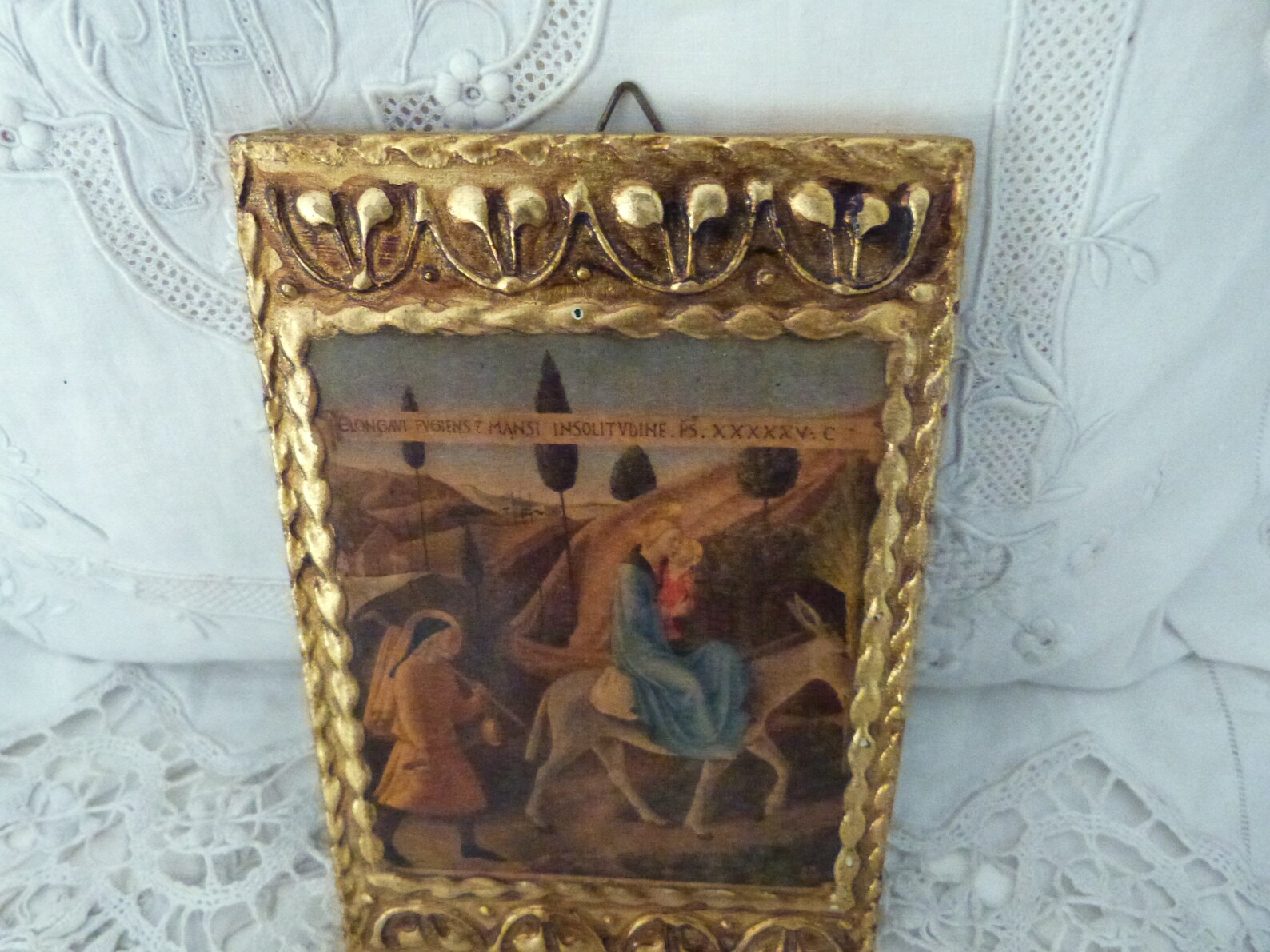 Antique Florentine Religious Frame Flight Into Egypt W Madonna and ...