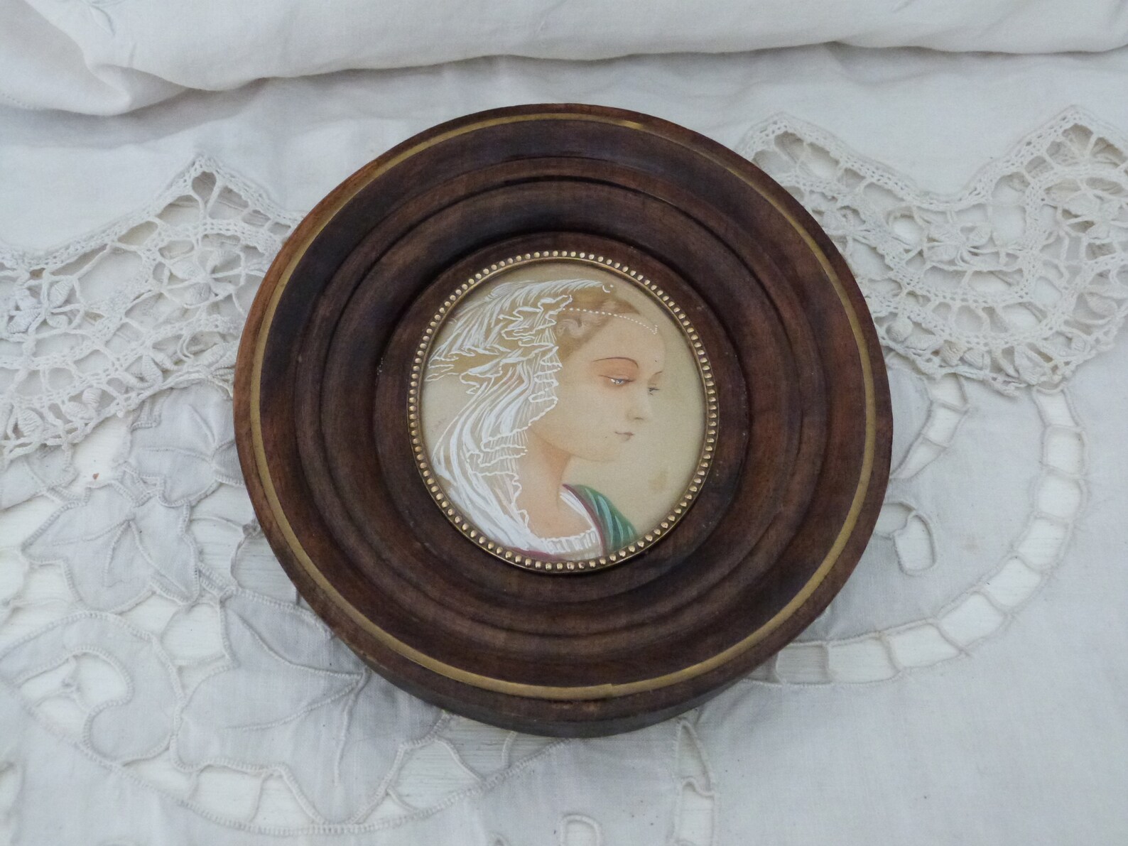 Vintage French Miniature Portrait Painting Lady Portrait Miniature ...
