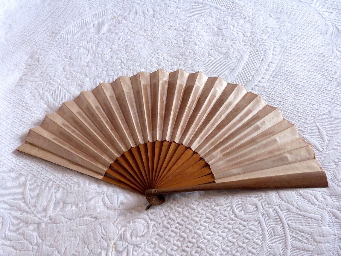 Antique Hand Fan 1900s Folding Fan W Red Silk Silhouettes of Children W ...