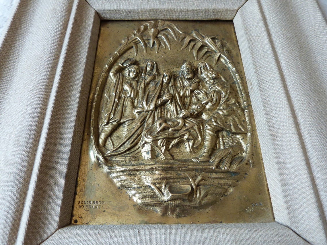 Antique Religious Nativity Scene Wooden Frame W Signed Bronze - Etsy