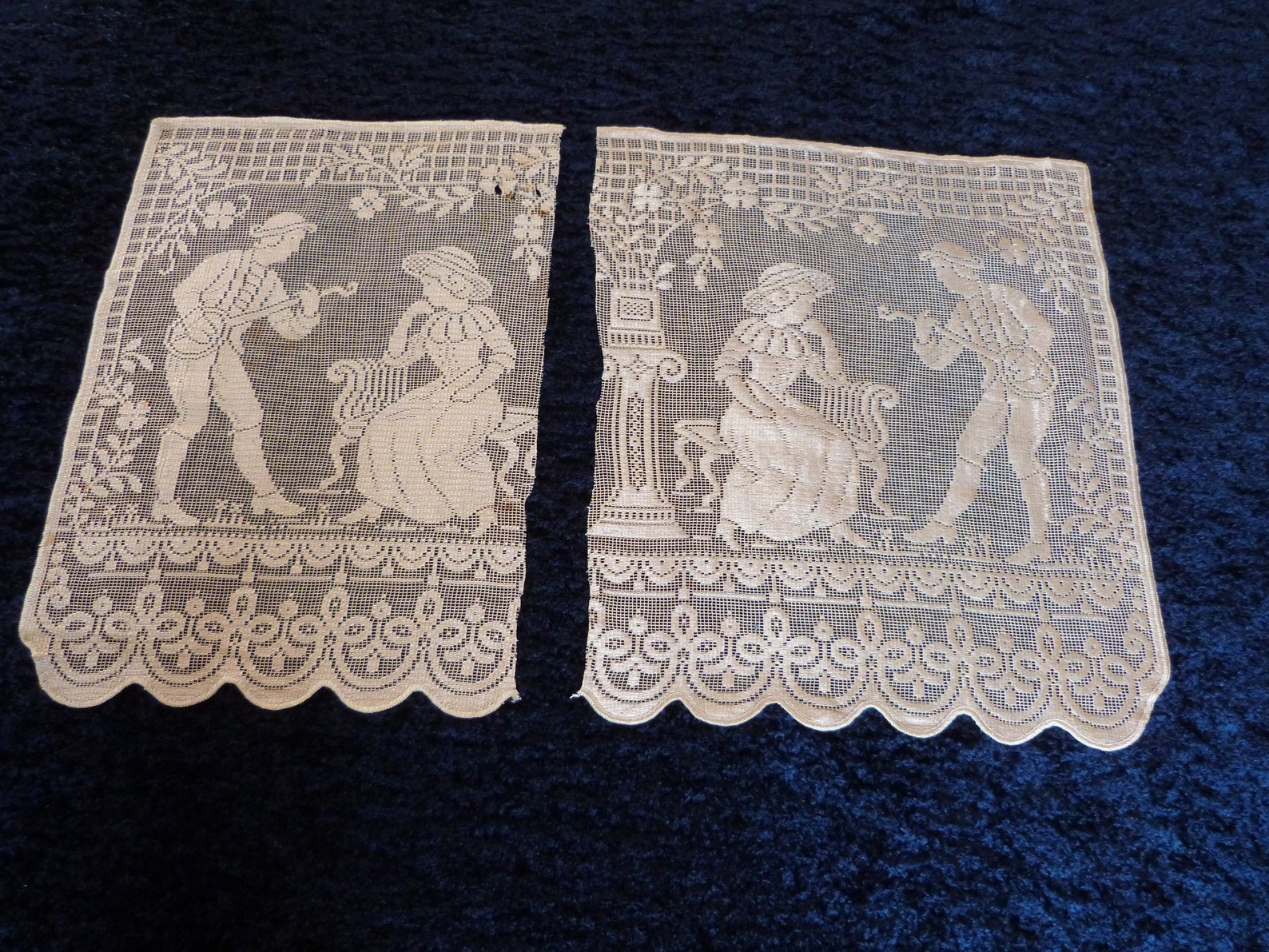 Spanish Antique Ecru Lace Window Blinds Canopy Edging Panels W - Etsy