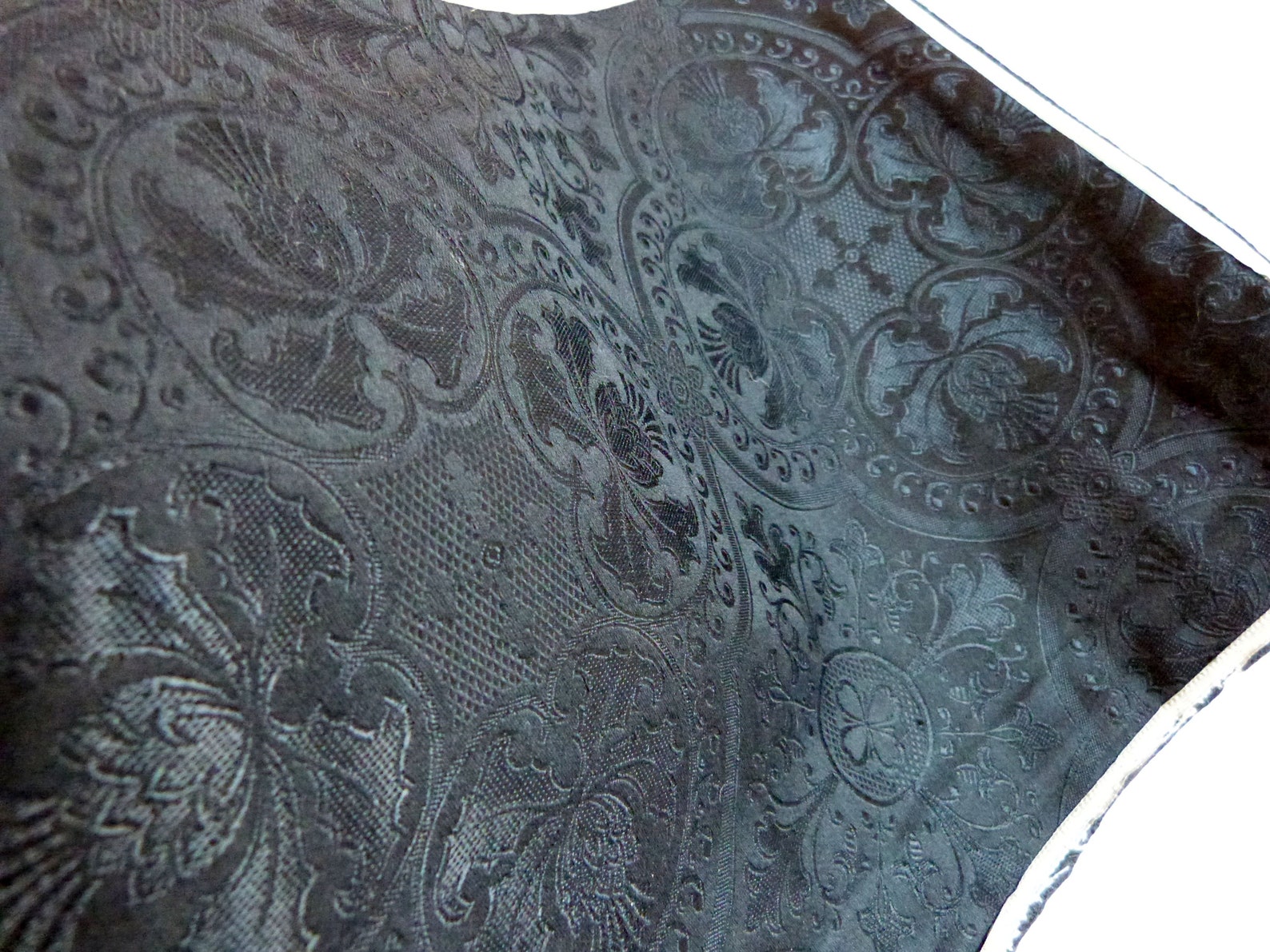 Antique French Black Brocade Book Cover Folder W PAX Cross Applique ...