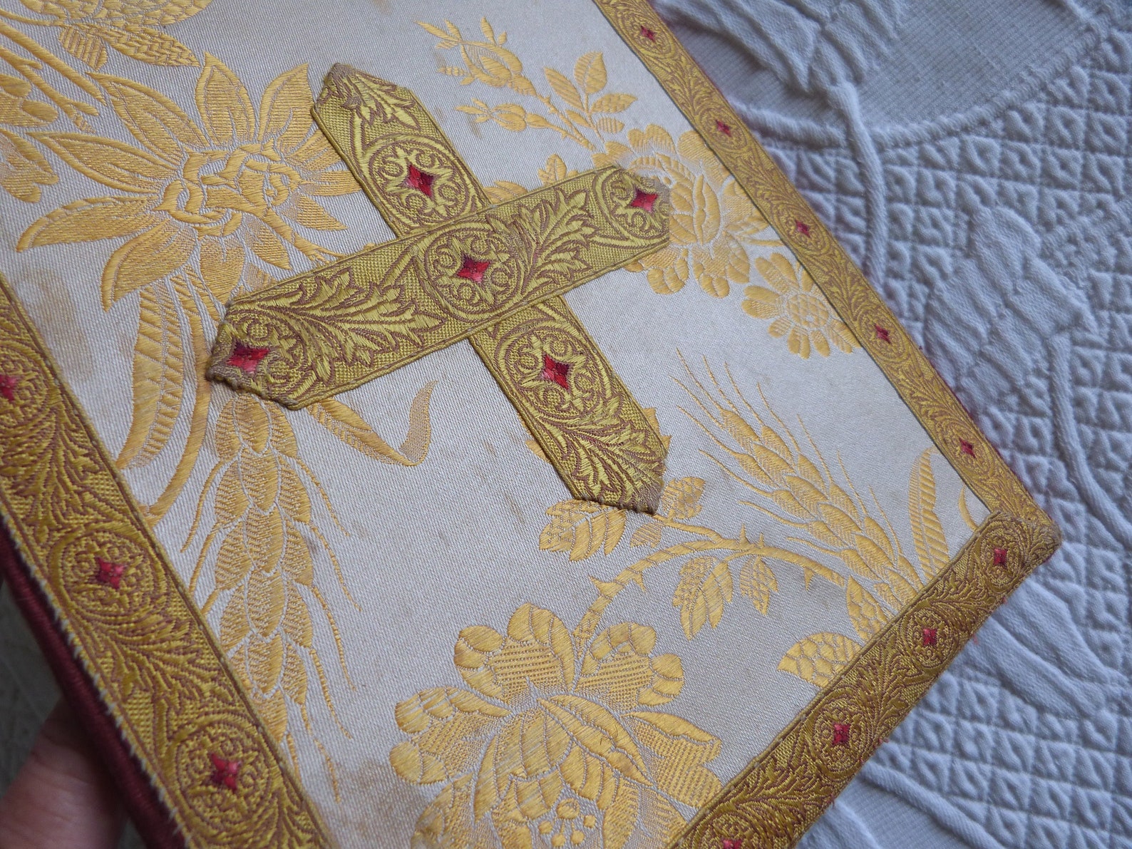 Antique French Silk Brocade Religious Western Burse Mass Bag Pocket ...