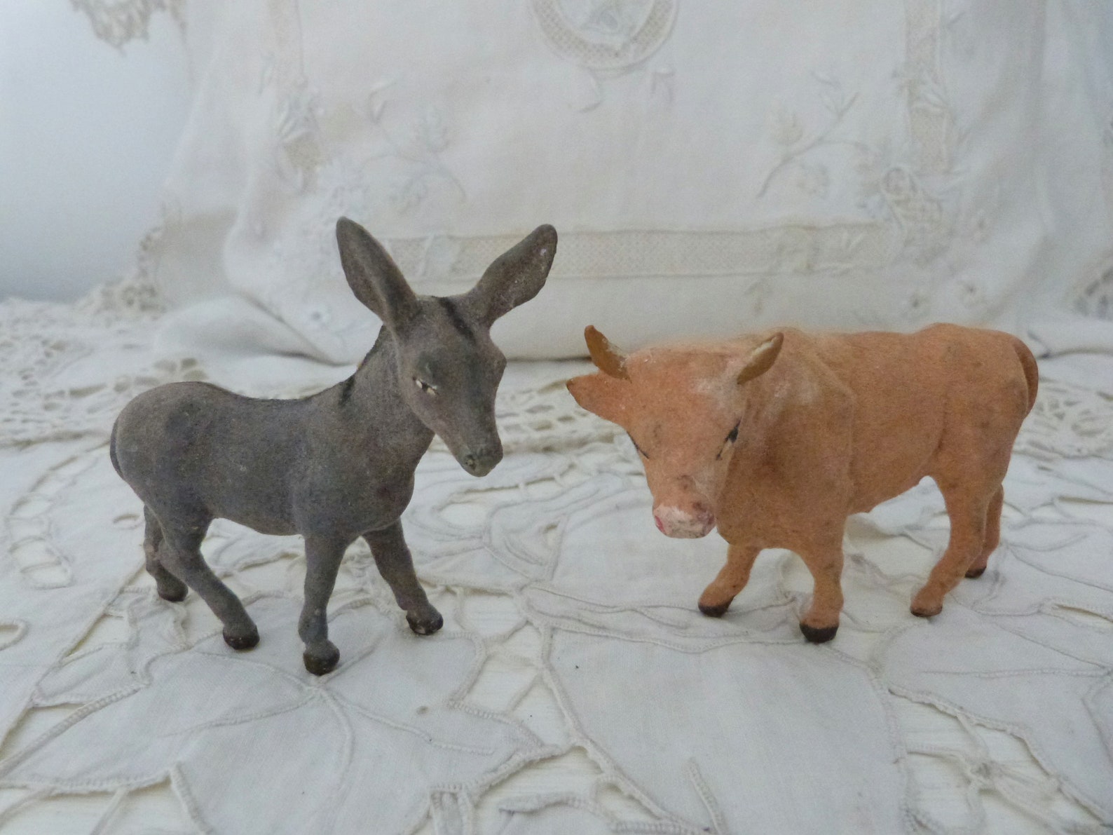 1900s Flocked Donkey Cow Animal Christmas Nativity Creche - Etsy