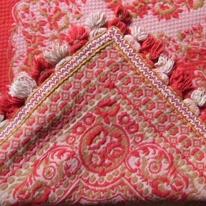 Big Floral Bohemian Rug Carpet W Tassel Trim, Vintage 1950s Handmade ...