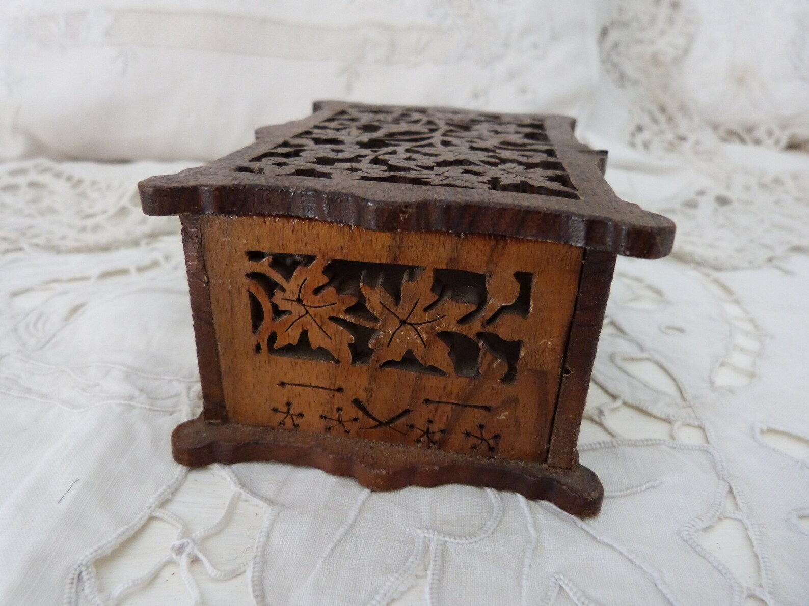Antique French Wooden Filigree Box Hand Carved Box W Monograms - Etsy