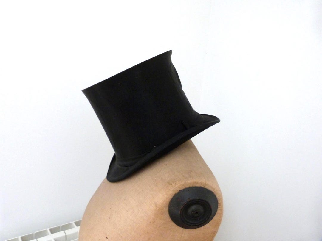 Antique French Silk Collapsible Top Hat Gibus Black Opera Steampunk ...