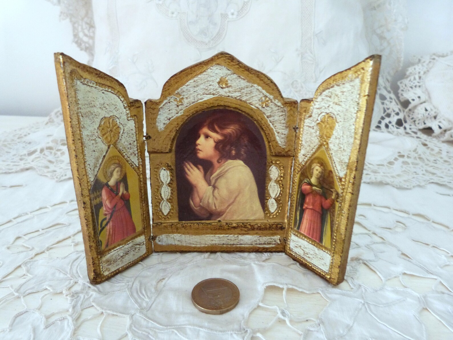 Vintage Florentine Italian Triptych Praying Child W - Etsy