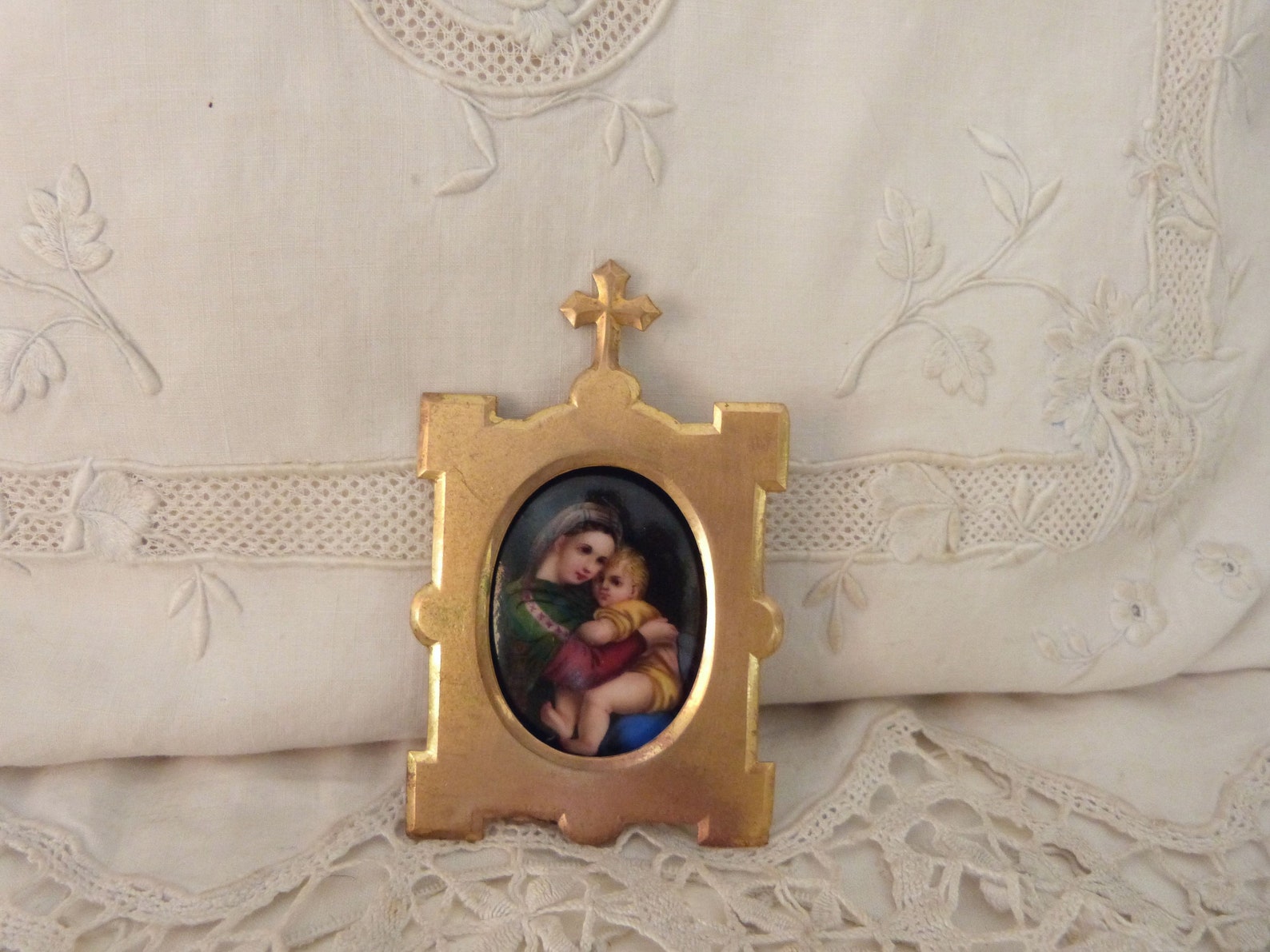Antique French Religious Gilded Frame W Hand Painted Porcelain - Etsy