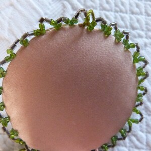 Vintage French Handmade Silk Round Box W Glass Beads, 1940s Sewing ...