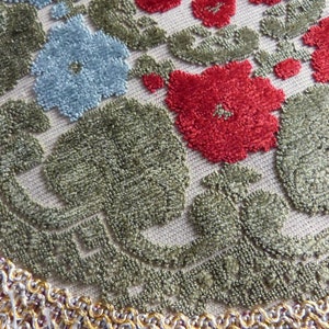 Pair Vintage French Doily Table Runner Handmade Green Red Floral ...