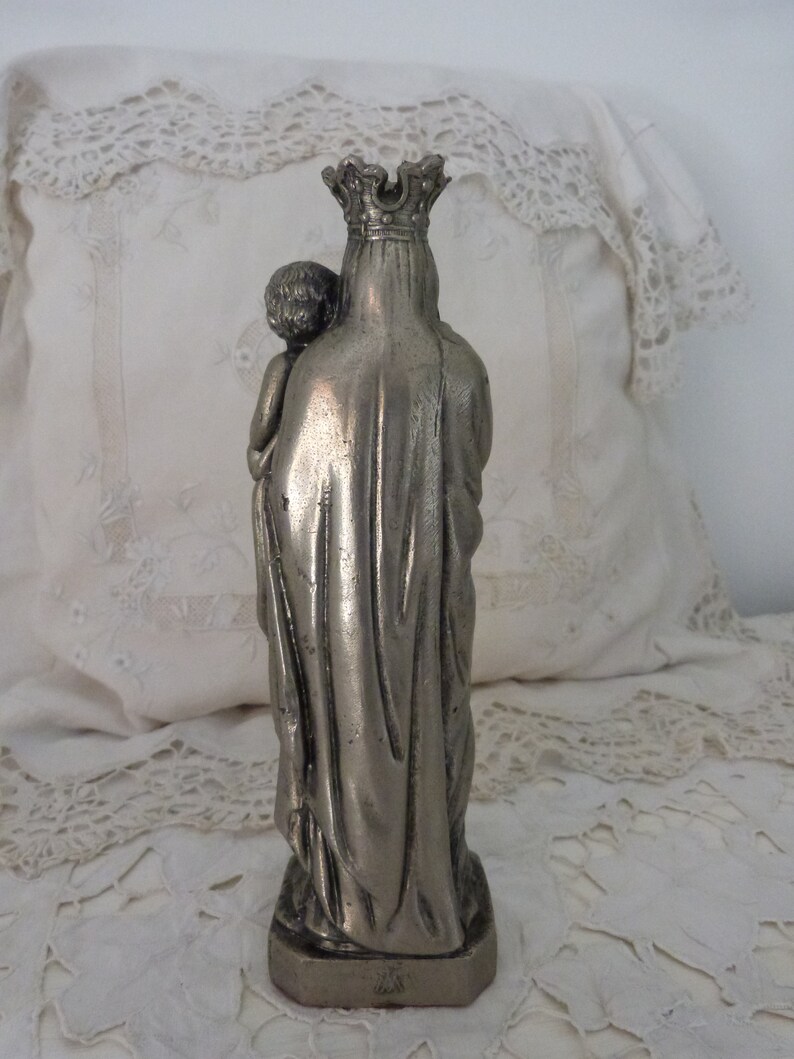 Madonna and Child Jesus Christ Statue Heavy Pewter Antique - Etsy