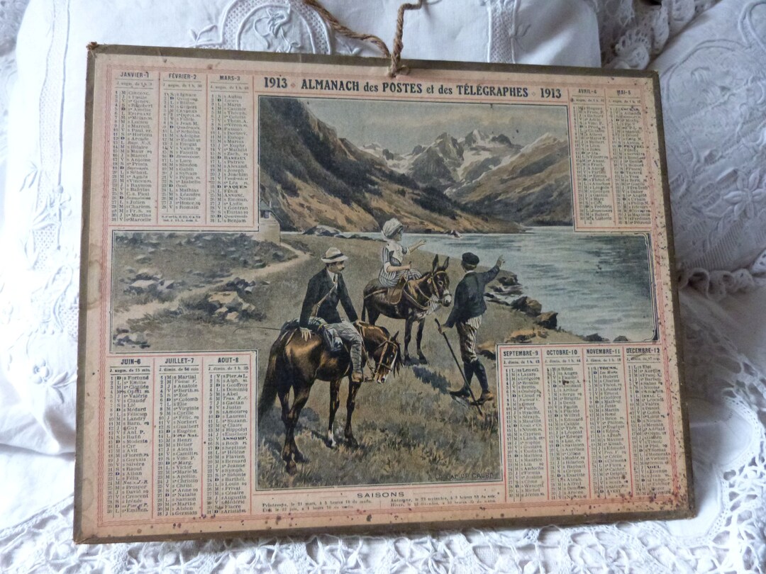 Antique French Almanac Calendar French La Poste Almanach 1913 W Map ...