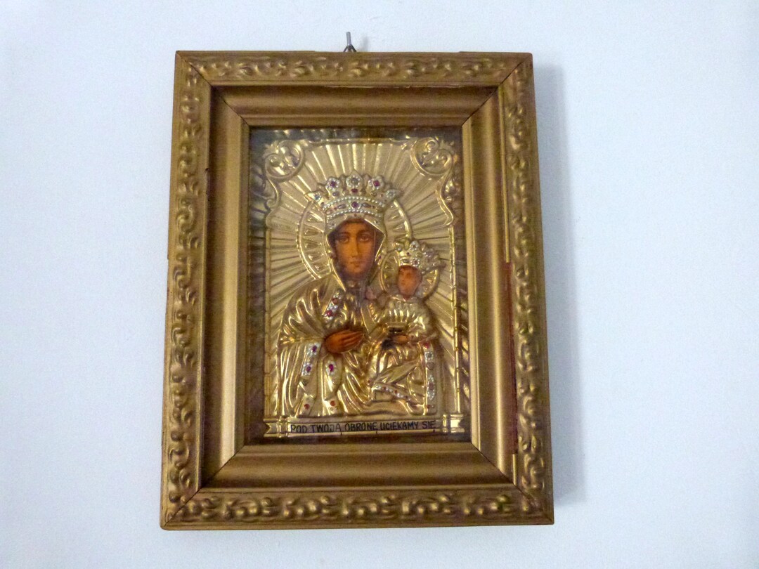 Vintage Orthodox Icon 1900s Religious Polish Icon of Madonna and Child ...