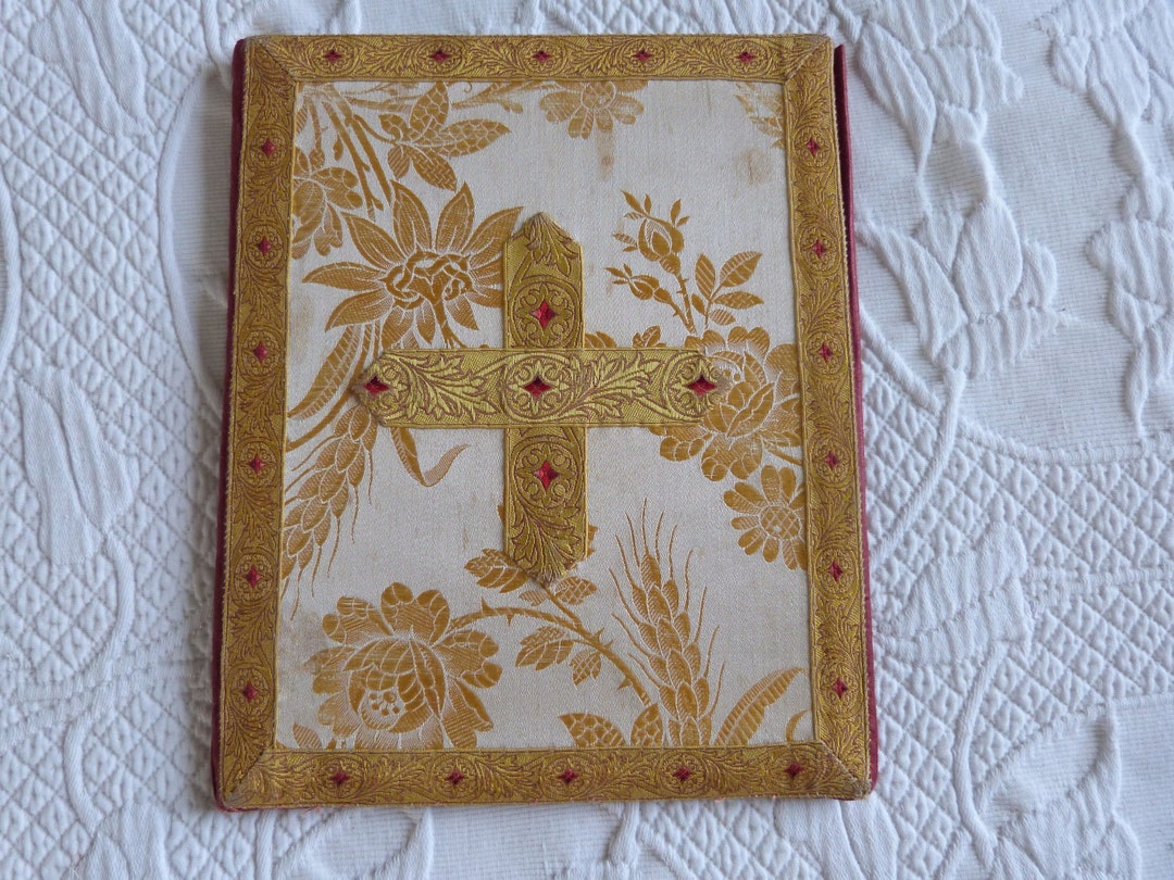 Antique French Silk Brocade Religious Western Burse Mass Bag Pocket ...
